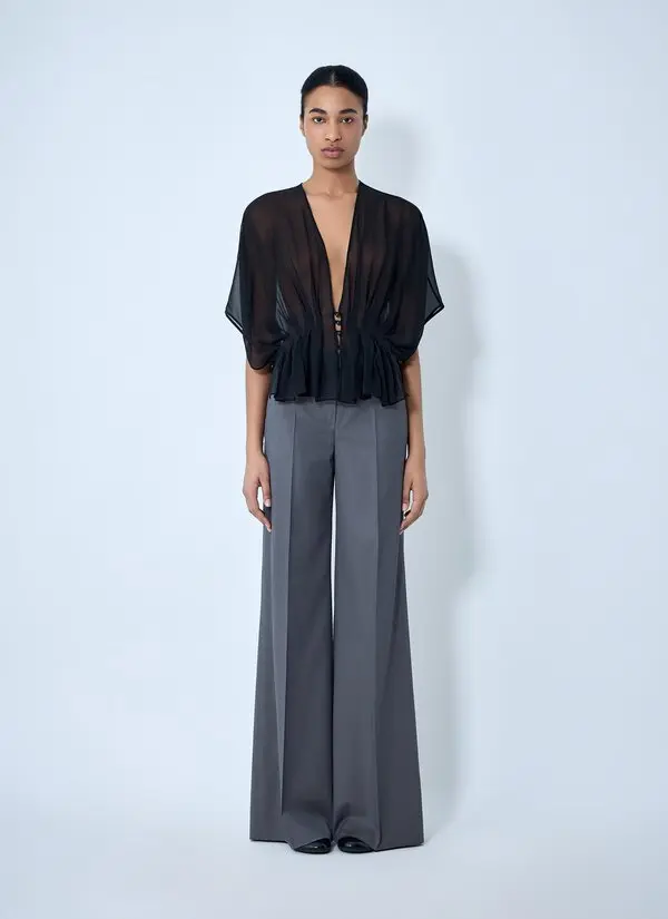 Max Mara Sheer Button-front Blouse - Black