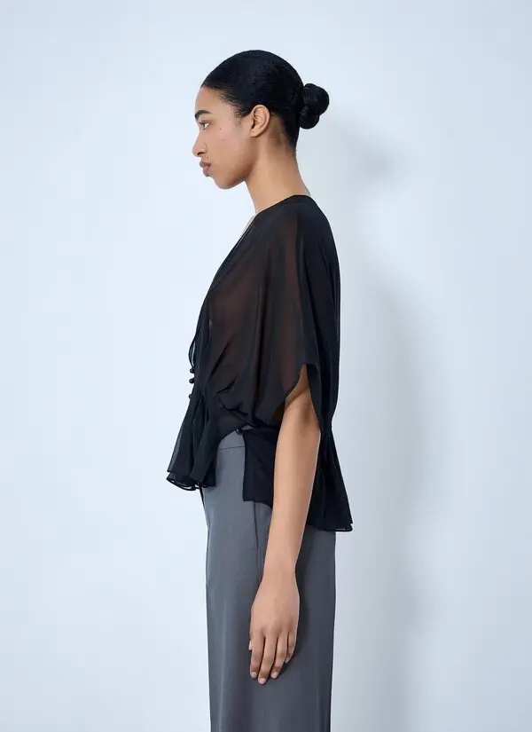 Max Mara Sheer Button-front Blouse - Black