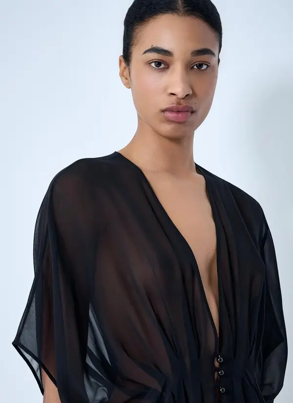 Max Mara Sheer Button-front Blouse - Black