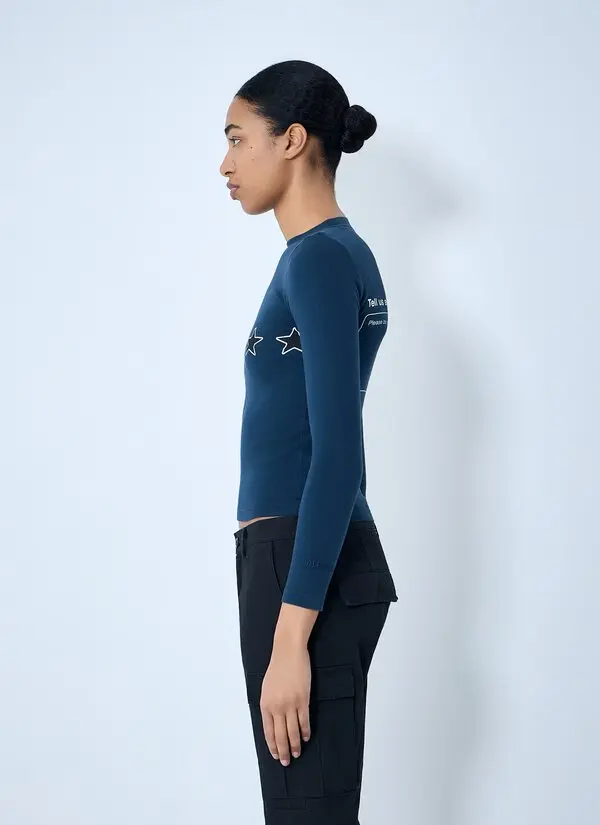 Balenciaga Star Embroidered Ribbed Top