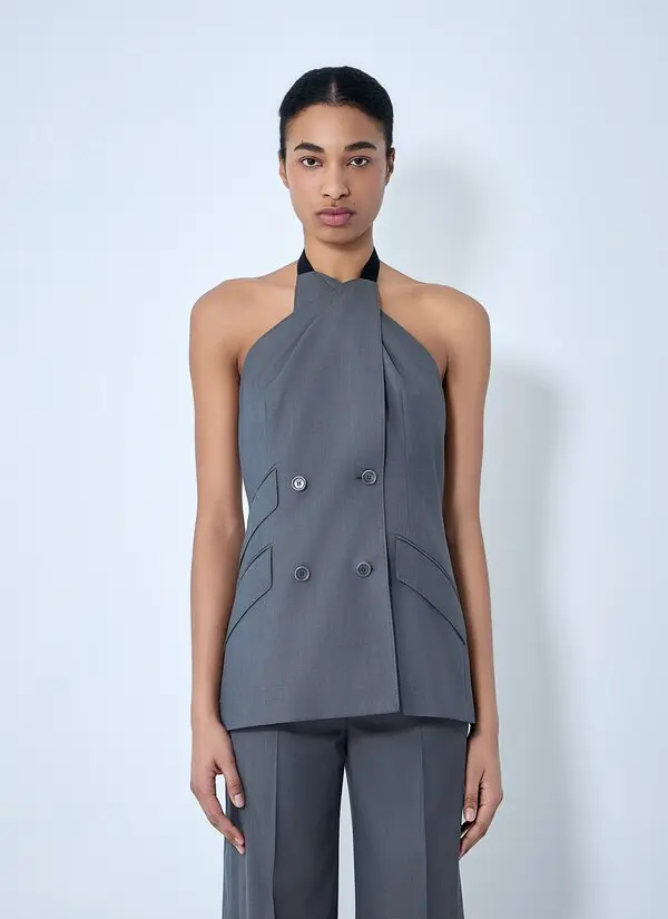 Max Mara Double-breasted Halter Neck Top