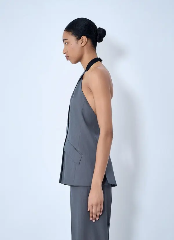 Max Mara Double-breasted Halter Neck Top - Gray