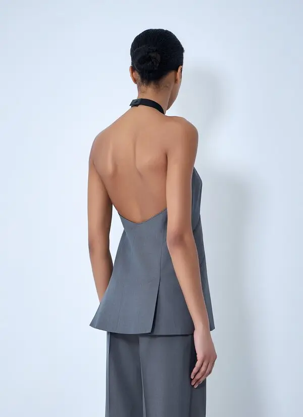 Max Mara Double-breasted Halter Neck Top - Gray