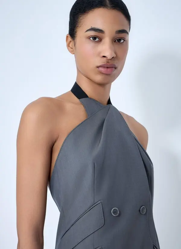 Max Mara Double-breasted Halter Neck Top - Gray