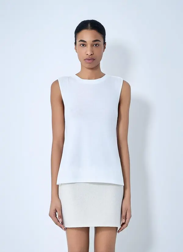 RIER Sleeveless Cotton Tank Top - White