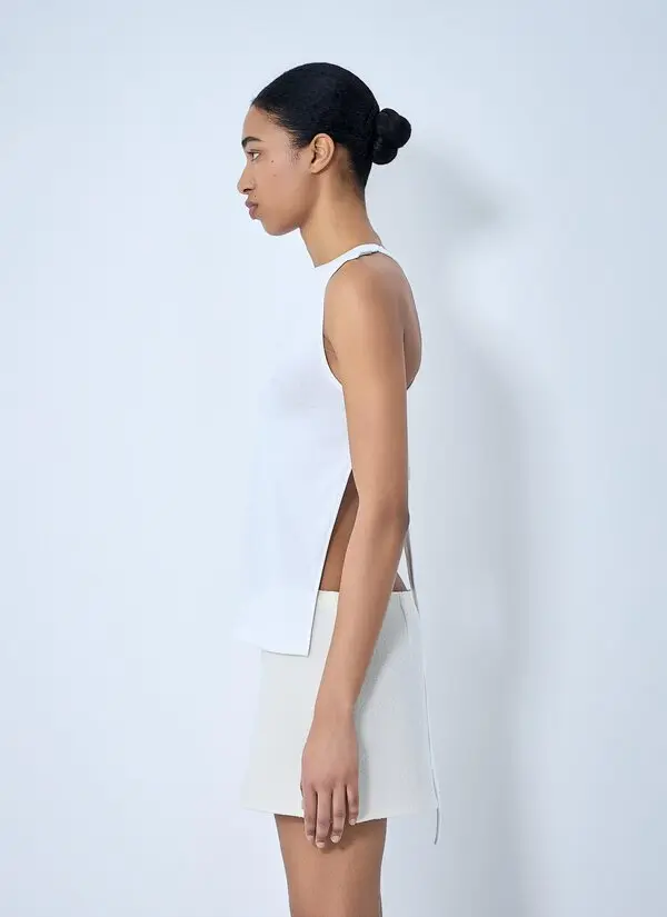 RIER Sleeveless Cotton Tank Top - White