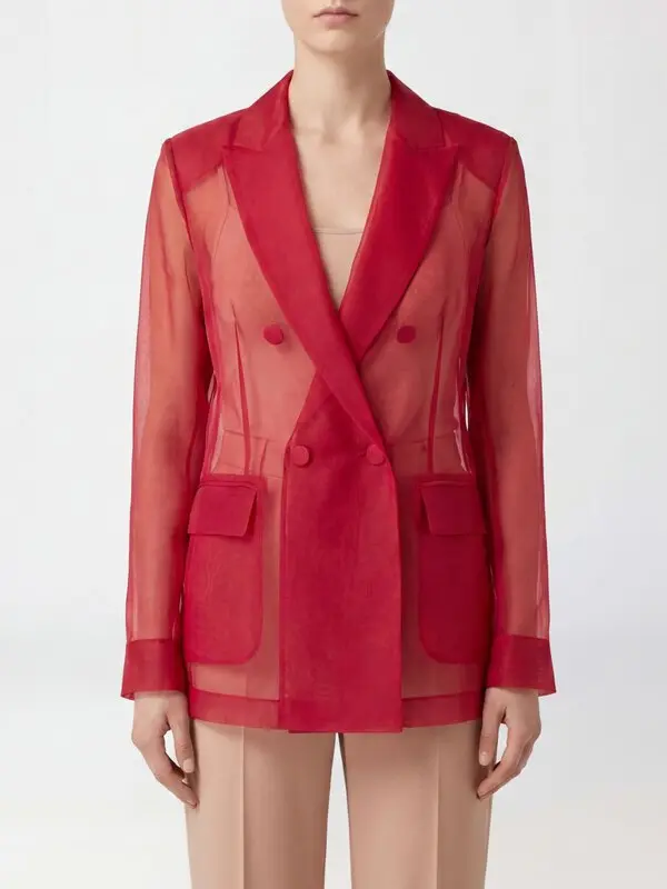 Max Mara Double Breasted Wool Blazer - Pink