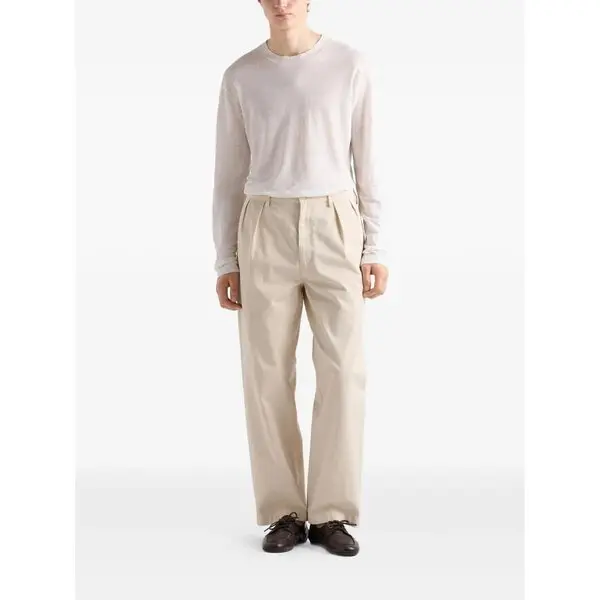 Prada Neutrals Trousers Wide-leg Trousers - Cream