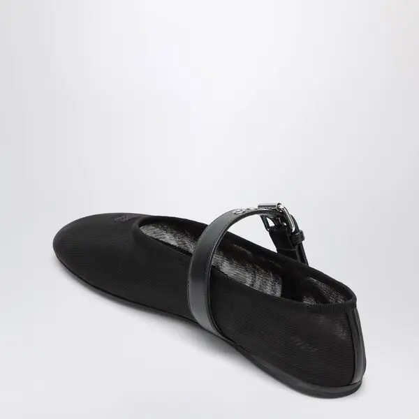 Miu Miu Fabric Ballet Flats With Buckle - Black