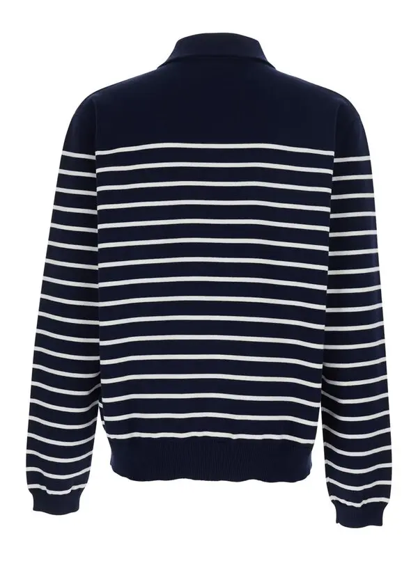 Dsquared2 Blue Long Sleeve Polo Shirt With Logo Embroidery On The Front And All-over Stripe Motif In Cotton For - Multicolor