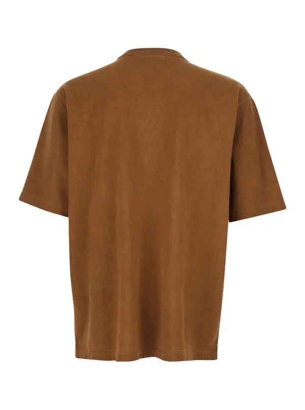 Dsquared2 Crew Neck T-shirt With Logo Print On The Front In Cotton For - Brown
