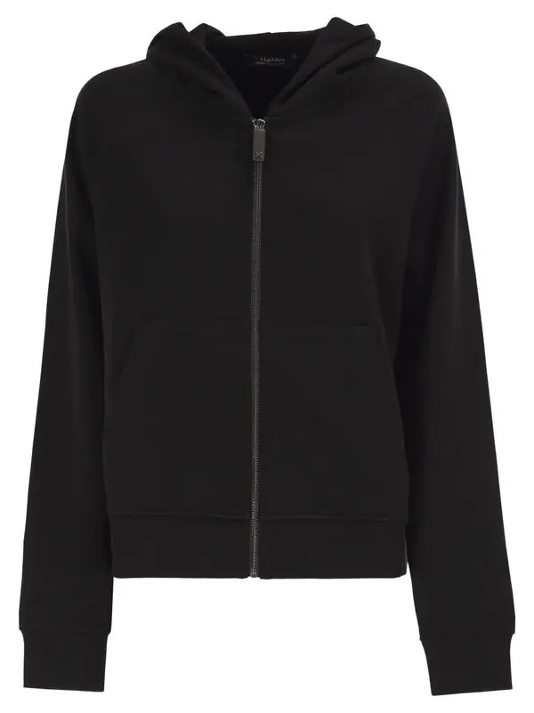 Max Mara Smmmarea Hooded Zip-up Jersey Sweatshirt - Black