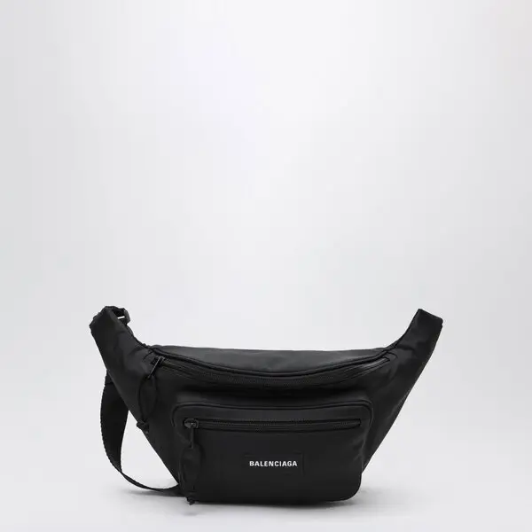 Balenciaga Explorer Nylon Belt Bag With Logo - Black