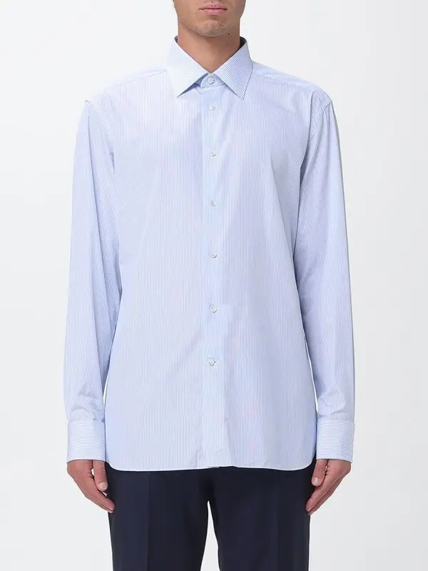 Zegna Classic Striped Poplin Shirt - Blue
