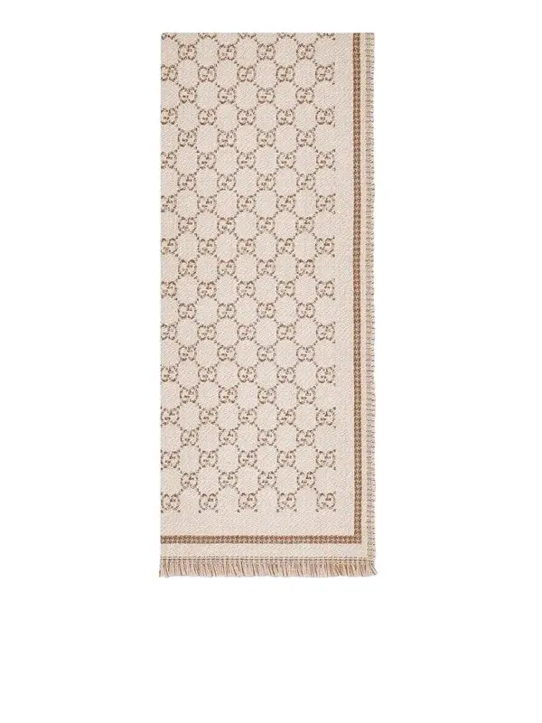 Gucci Double Side Gg Wool Scarf - Cream