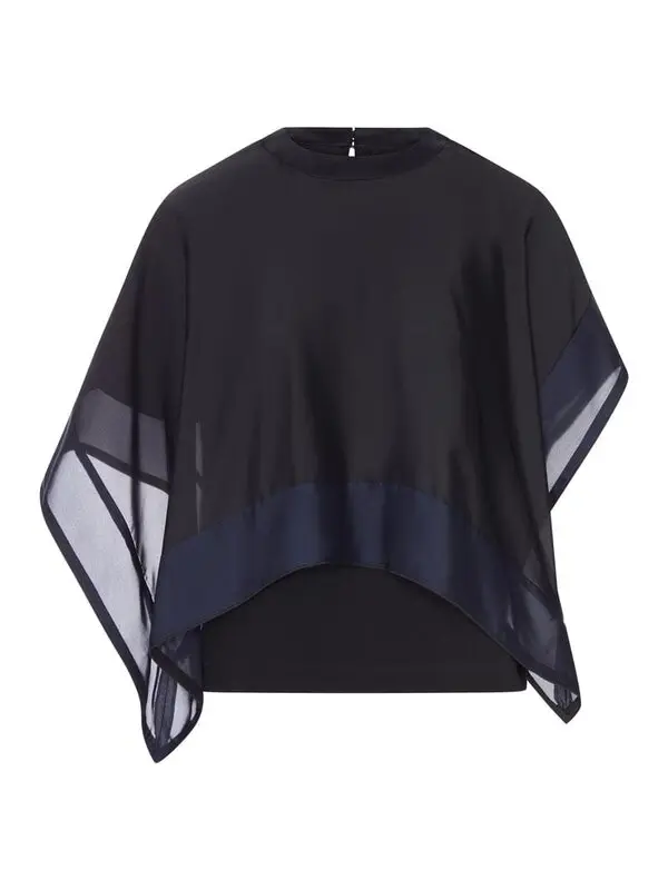 Sacai Cotton T-shirt With Chiffon Cape - Multicolor
