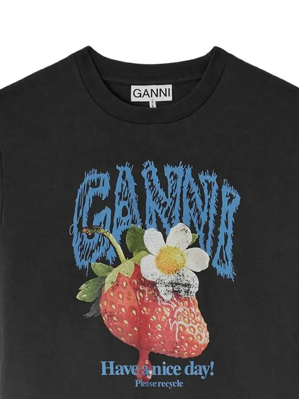 GANNI Printed Cotton T-shirt - Multicolor