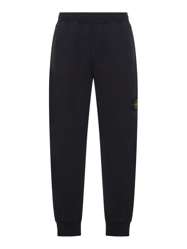 Stone Island Cotton Joggers With Compass Logo - Black