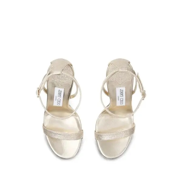 JIMMY CHOO Metallic Leather Platform Stiletto Sandals