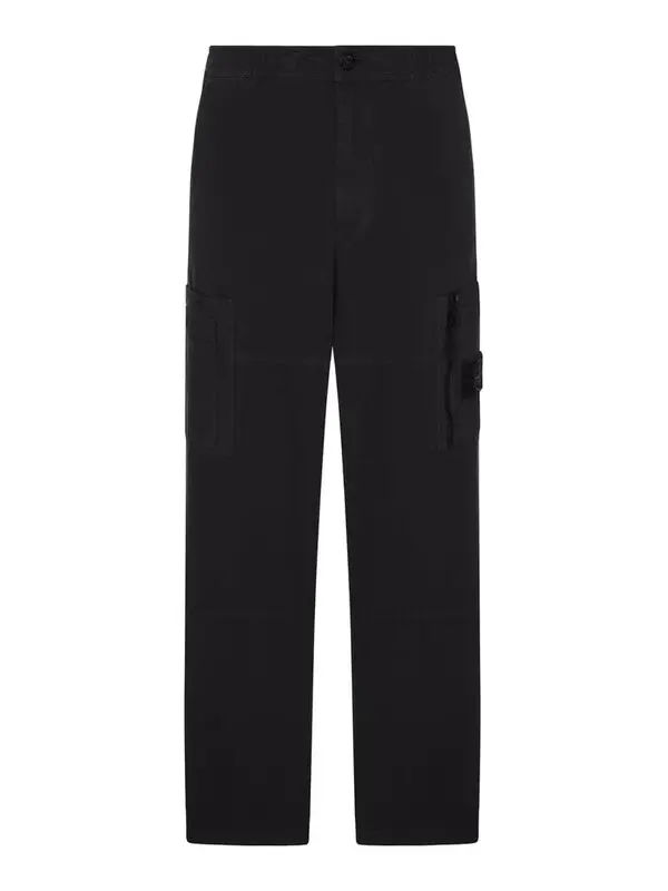 Stone Island Cotton Ripstop Cargo Trousers - Black