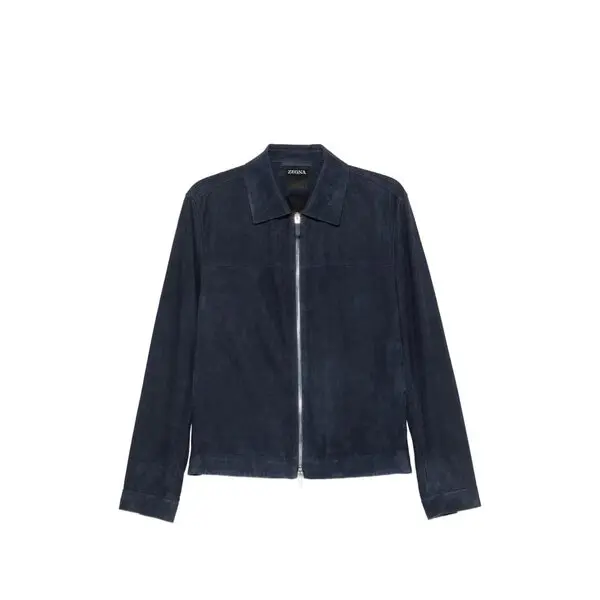 Zegna Suede Leather Jacket - Blue