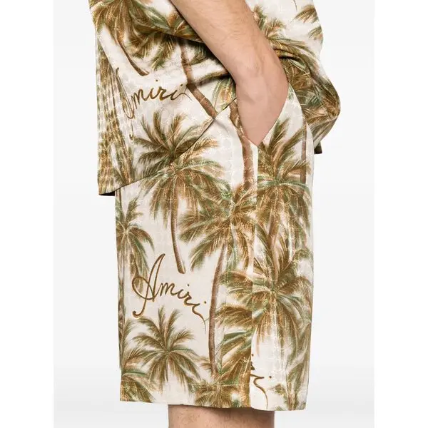 Amiri Palm Tree Print Deck Shorts - Cream