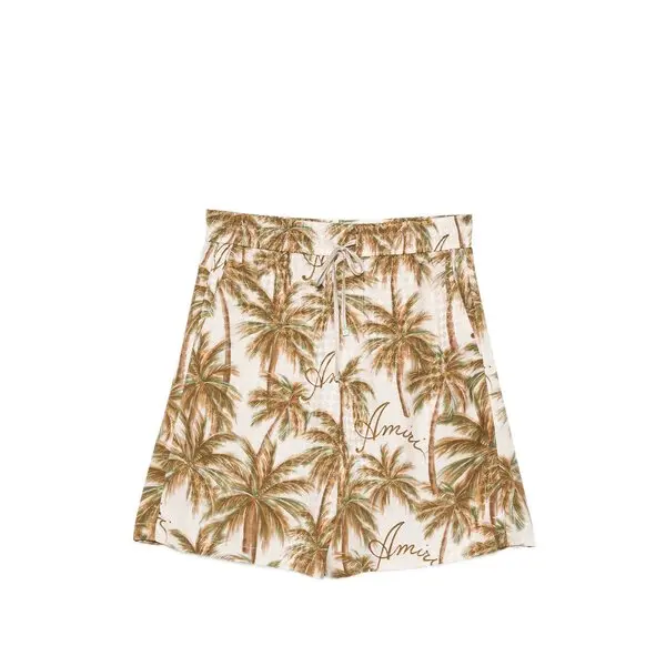 Amiri Palm Tree Print Deck Shorts - Cream