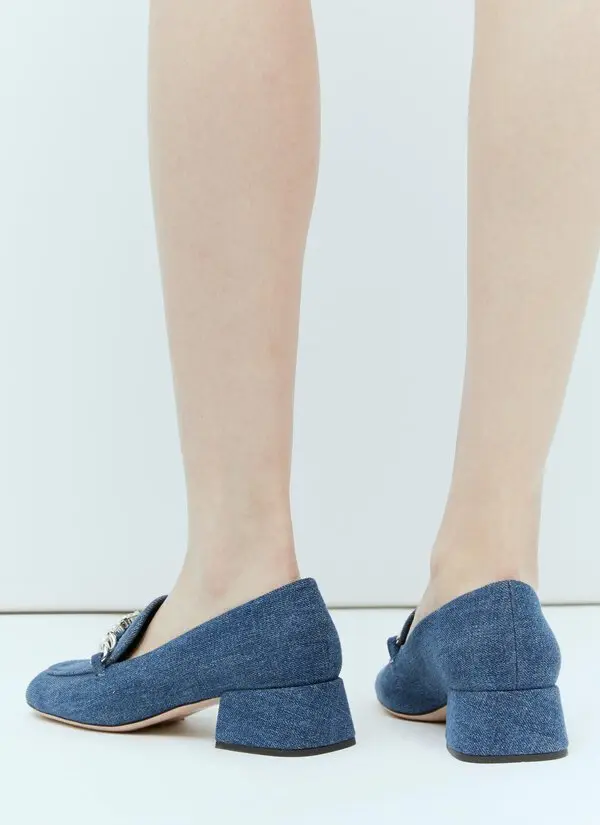 Miu Miu Crystal Embellished Denim Pumps