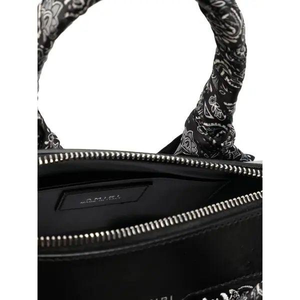 Amiri Leather Bandana Print Satchel Cross Body Bag - Black