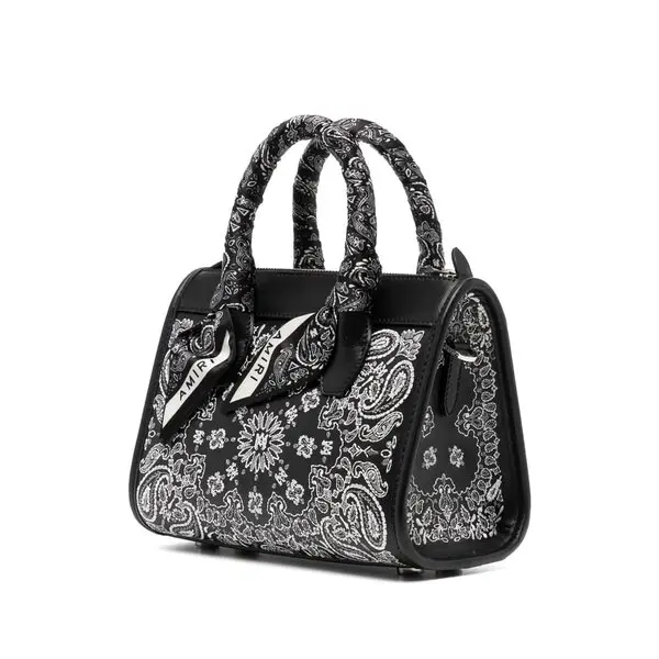 Amiri Leather Bandana Print Satchel Cross Body Bag - Black