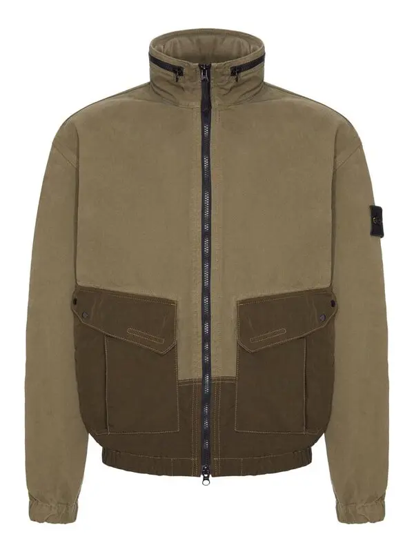 Stone Island Cotton Jacket With Badge - Green