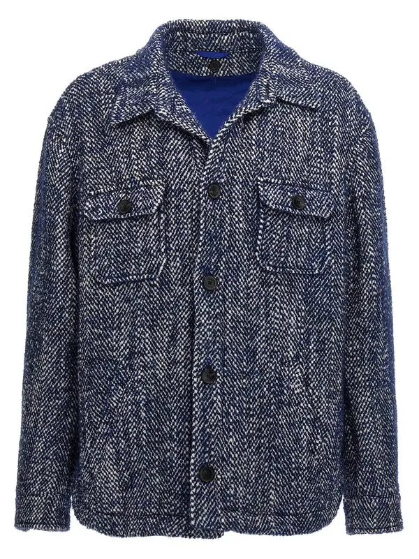 Etro Chevron Wool Blend Jacket - Blue
