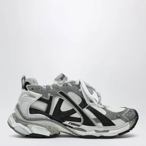Balenciaga Grey/white/black Runner Sneakers In Nylon - Gray
