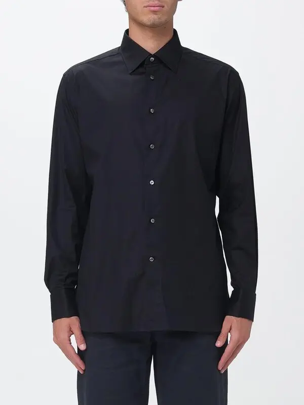 Zegna Basic Stretch Poplin Shirt - Black