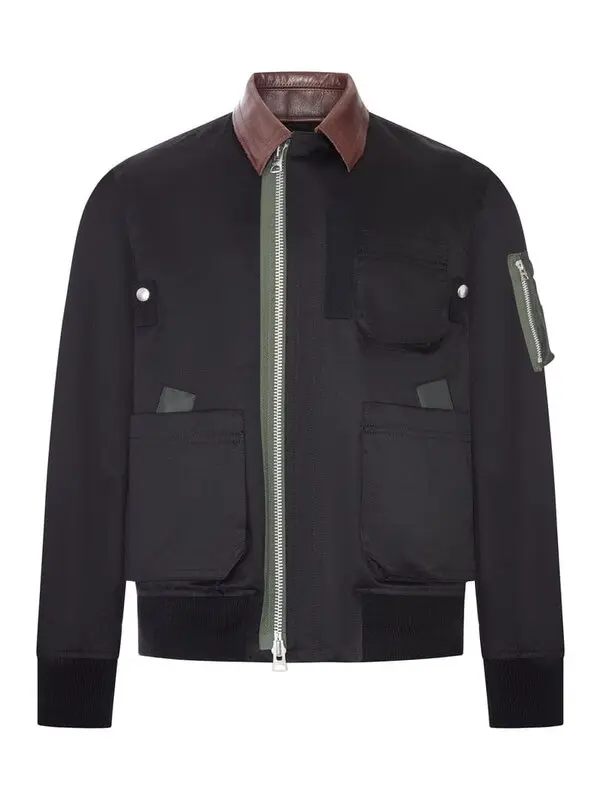 Sacai Utility Bomber Jacket With Leather Details