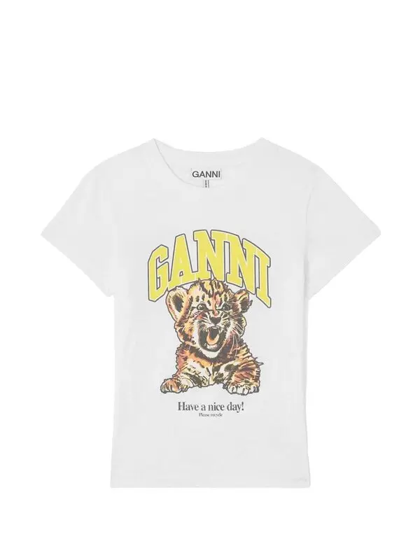 GANNI Printed Cotton T-shirt - Multicolor