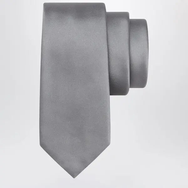 FERRAGAMO Grey Silk Tie - Gray