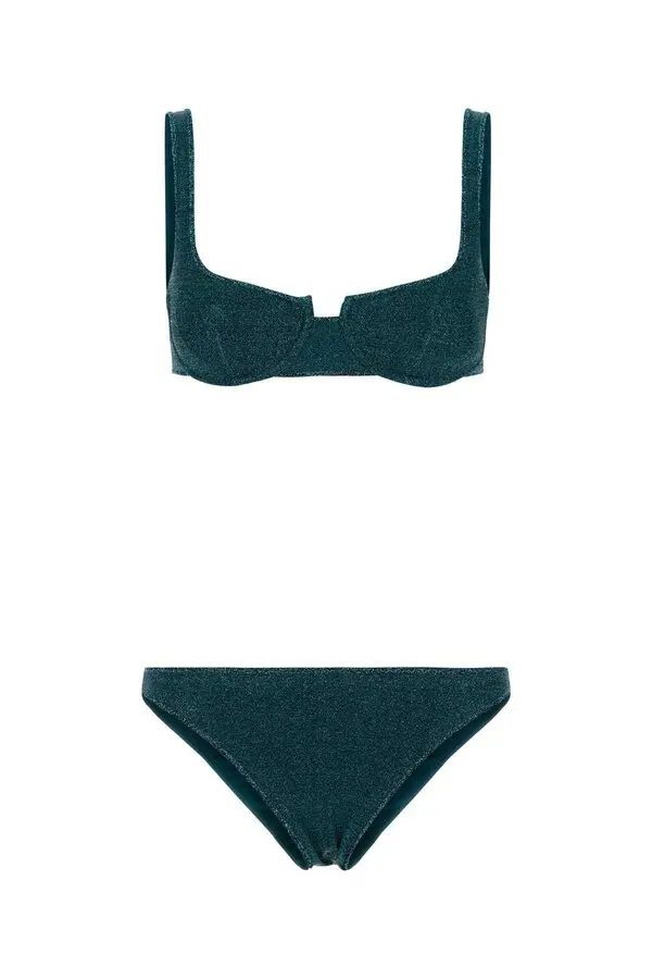 Oseree Petrol Blue Nylon Blend Bikini - Green