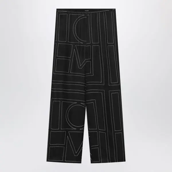 TOTEME Monogram Silk Pajama Trousers - Black