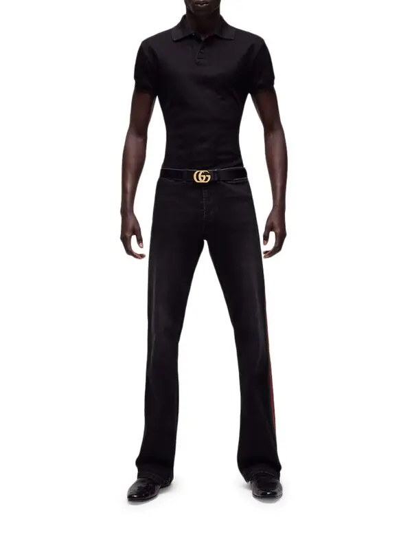 Gucci Cotton Denim Trousers With Web Ribbon