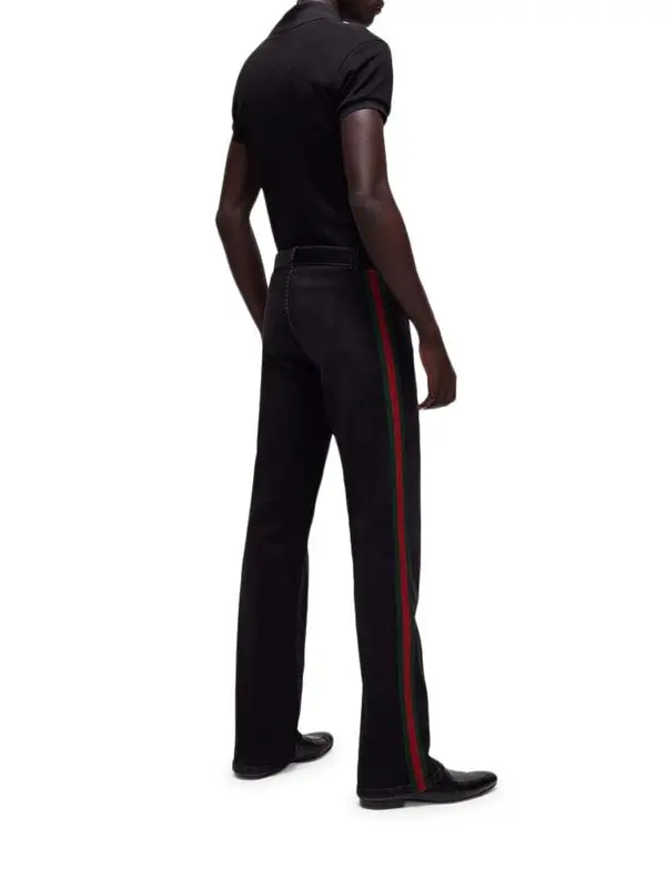 Gucci Cotton Denim Trousers With Web Ribbon - Black