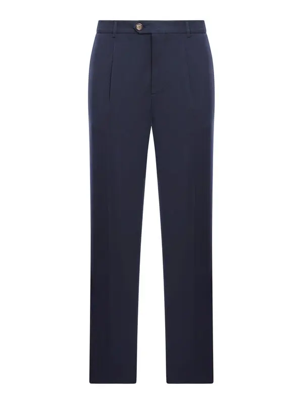 Brunello Cucinelli Leisure-fit Pleated Gabardine Trousers - Blue
