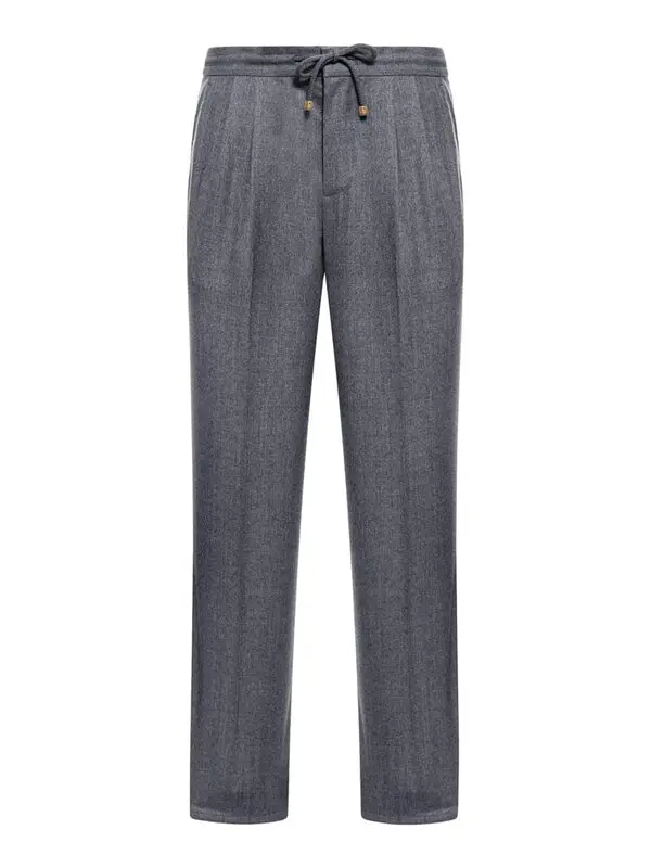 Brunello Cucinelli Wool Trousers With Pleats - Brown