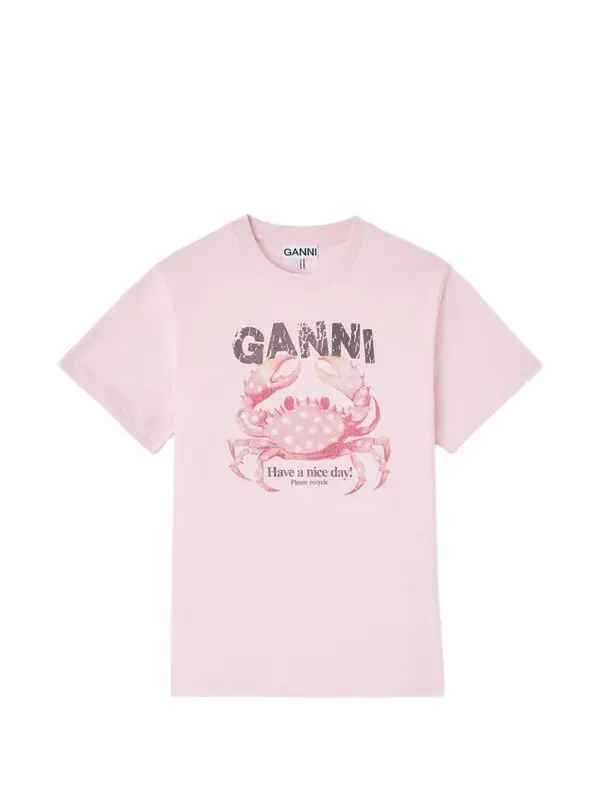 GANNI Printed Cotton T-shirt - Multicolor