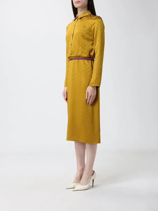 Gucci Gg Motif Silk Blend Midi Shirtdress - Cream