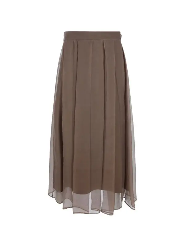 Brunello Cucinelli Silk Midi Skirt - Multicolor