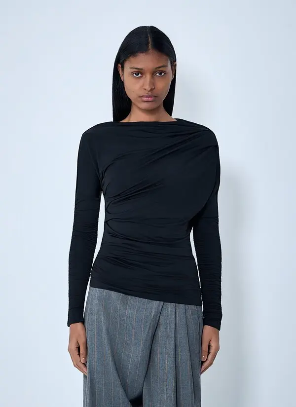 GANNI Draped Long Sleeve Top