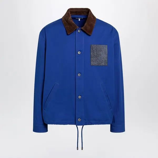 Loewe Long-sleeve Cotton And Leather Jacket - Blue