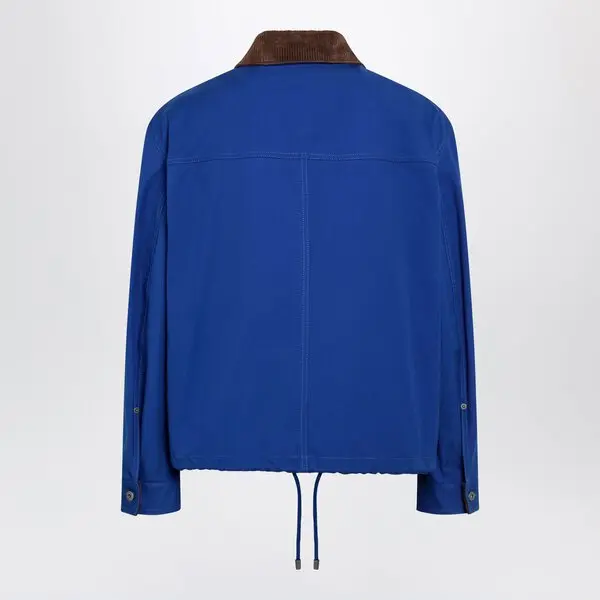 Loewe Long-sleeve Cotton And Leather Jacket - Blue