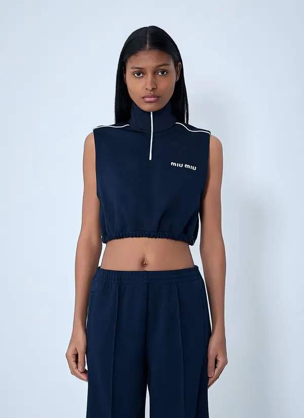 Miu Miu Sleeveless High-neck Crop Top